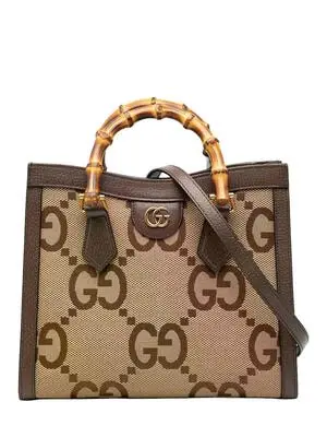 Gucci Gg Canvas Bamboo Diana Satchel - Brown