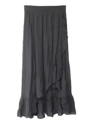 Maje Ruffle Midi Skirt - Black