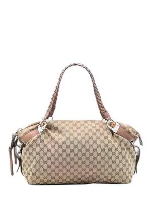 Gucci Gg Canvas Bamboo Bar Tote Bag - Brown