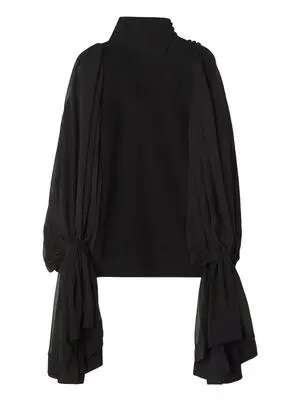 LANVIN Chiffon Sleeve Roll-neck Top - Black