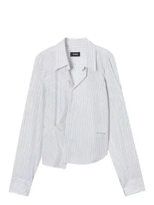 We11Done Striped Collared Shirt - White