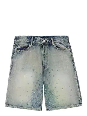 We11Done Embroidered Denim Shorts - Blue