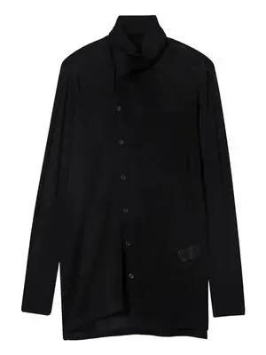 Y’s Button Roll-neck Cardigan - Black