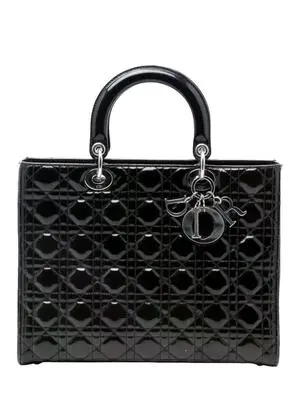 Dior 2012 Large Patent Cannage Lady Satchel - Black