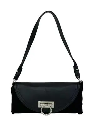 FERRAGAMO 1990-2020 Suede And Calfskin Gancini Shoulder Bag - Black