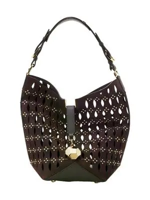 LANVIN Cutout Studded Bucket Bag - Brown