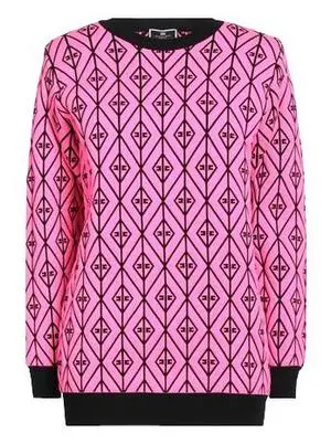 Elisabetta Franchi Jacquard-knit Crewneck Sweater - Pink
