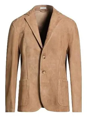 Boglioli Leather Single-breasted Blazer - Beige