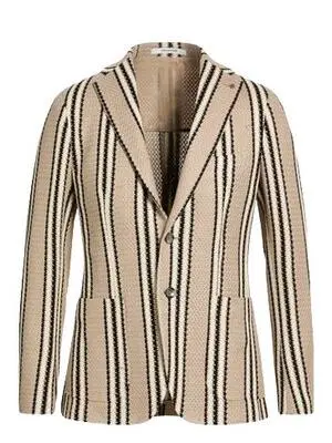 Tagliatore Midnight Cotton Striped Blazer - Beige