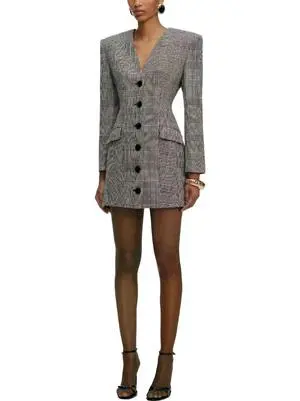 SELF-PORTRAIT Checked Mini Dress - Black