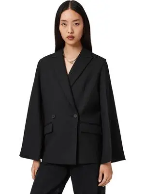 ALLSAINTS Luna Double Breasted Cape Blazer - Black
