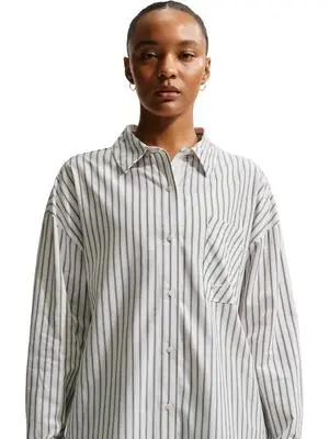 Nike Sportswear Chill Poplin Oversized Woven Long-sleeve Striped Top - Green