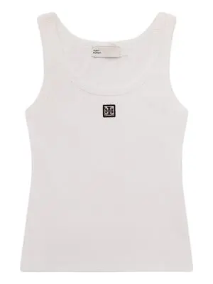 Tory Burch Ribbed Cotton Tank Top - White