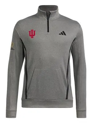 Adidas Indiana Hoosiers Game & Go Team Issue 1/4 Zip Sweatshirt - Medium Grey Heather / Multi