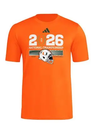 Adidas Miami Hurricanes Short Sleeve Pregame T-shirt - Collegiate Orange / Multi