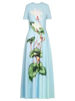 Oscar De La Renta Floral-print Midi Dress - Blue