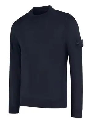 Stone Island Logo-patch Crew-neck Sweater - Blue