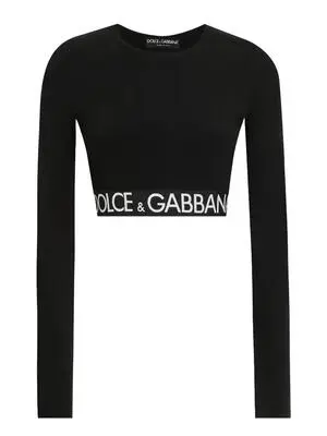 Dolce & Gabbana Long-sleeve Crop Top - Black
