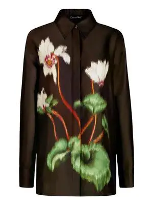 Oscar De La Renta Floral Blouse - Brown