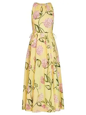 Oscar De La Renta Pleated Midi Dress - Yellow
