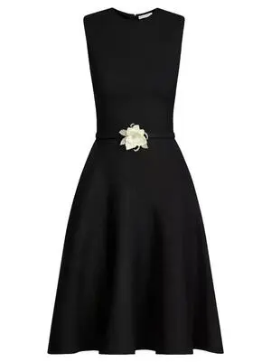 Oscar De La Renta Floral-belt Sleeveless Dress - Black