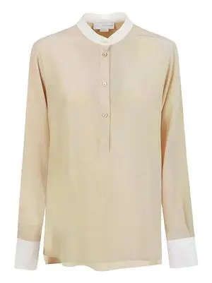 Stella McCartney Contrast-panel Long-sleeve Blouse - Neutrals