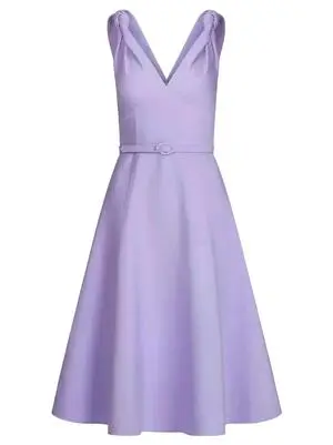 Oscar De La Renta Twist-detailed Wool Midi Dress - Purple