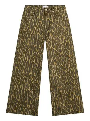 GANNI Print Denim Baggy Jeans - Khaki