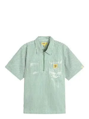 ICECREAM Ic Services Quarter Zip Work Shirt - Green/white Stripe
