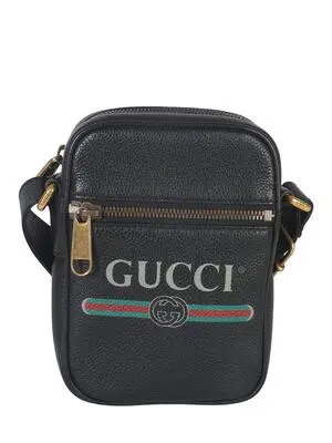 Gucci Pebbled Calfskin Vintage Logo Messenger Bag - Black