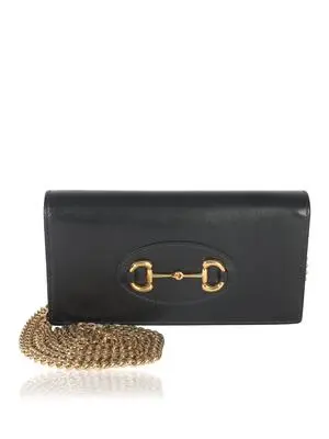 Gucci Azalea Calfskin 1955 Horsebit Wallet On Chain - Black