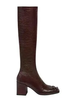 COURREGES Logo-detail Square-toe Boots - Brown