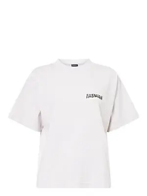Balenciaga Logo-print Relaxed-fit T-shirt - Dirty White