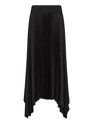 JOSEPH Plissé Crepe Midi Skirt - Black