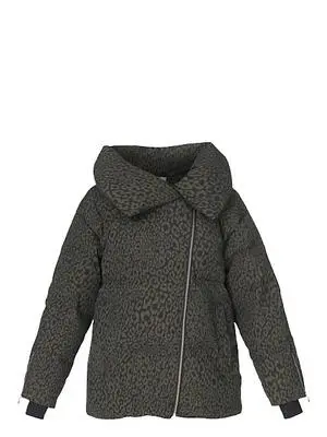 Sweaty Betty Nimbus Cloud Funnel-neck Puffer Jacket - Green Leopard Print