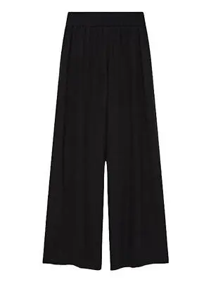 JOSEPH Wide-leg Silk Trousers - Black