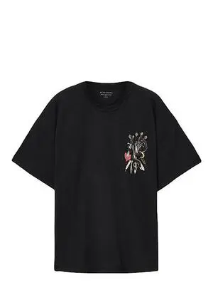 ALLSAINTS Serrate Graphic-print Cotton T-shirt - Washed Black