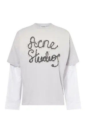 Acne Studios Layered Logo-embellished Cotton T-shirt - Light Blue