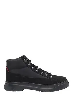 Hugo Lace-up Suede And Canvas Boots - Black