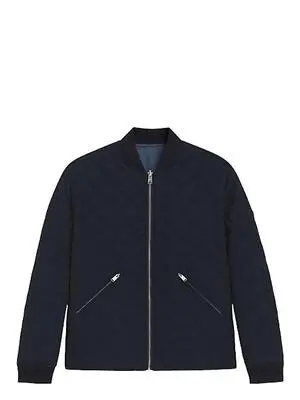 BOSS Reversible Band-collar Quilted Jacket - Dark Blue