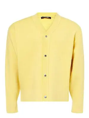 Jacquemus Doppio Knitted Merino Wool Cardigan - Yellow