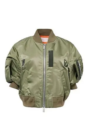 Sacai Padded Shell Jacket With Short Sleeves - Khaki