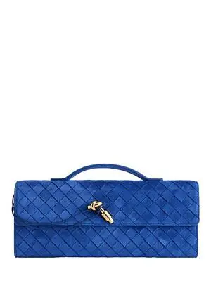 Bottega Veneta Andiamo Suede Clutch Bag - Blue Royal