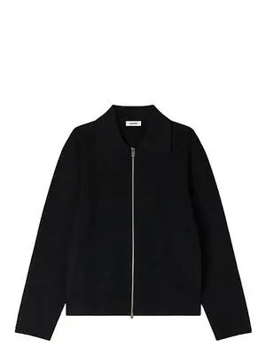 Sandro Zipped Regular-fit Stretch-knit Cardigan - Black