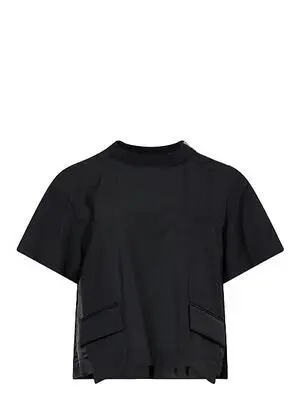 Sacai Cropped Woven Top - Black