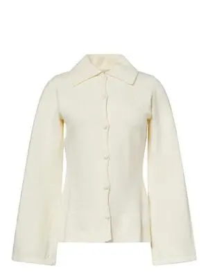 PRETTY LAVISH Ellice Collared Knitted Cardigan - Cream