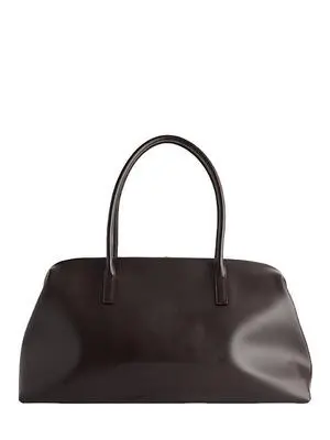 VERAFIED Large Leather Shoulder Bag - Chocolate