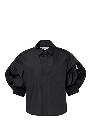 Sacai Cropped Woven Shirt - Black