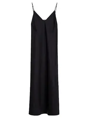 JOSEPH Clea V-neck Silk Midi Dress - Black