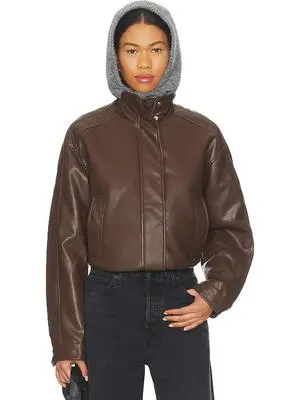 Superdown Kona Faux Leather Bomber - Brown